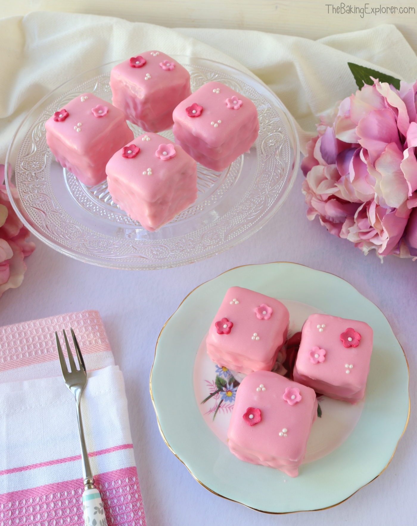 Rose & Lemon Fondant Fancies - The Baking Explorer