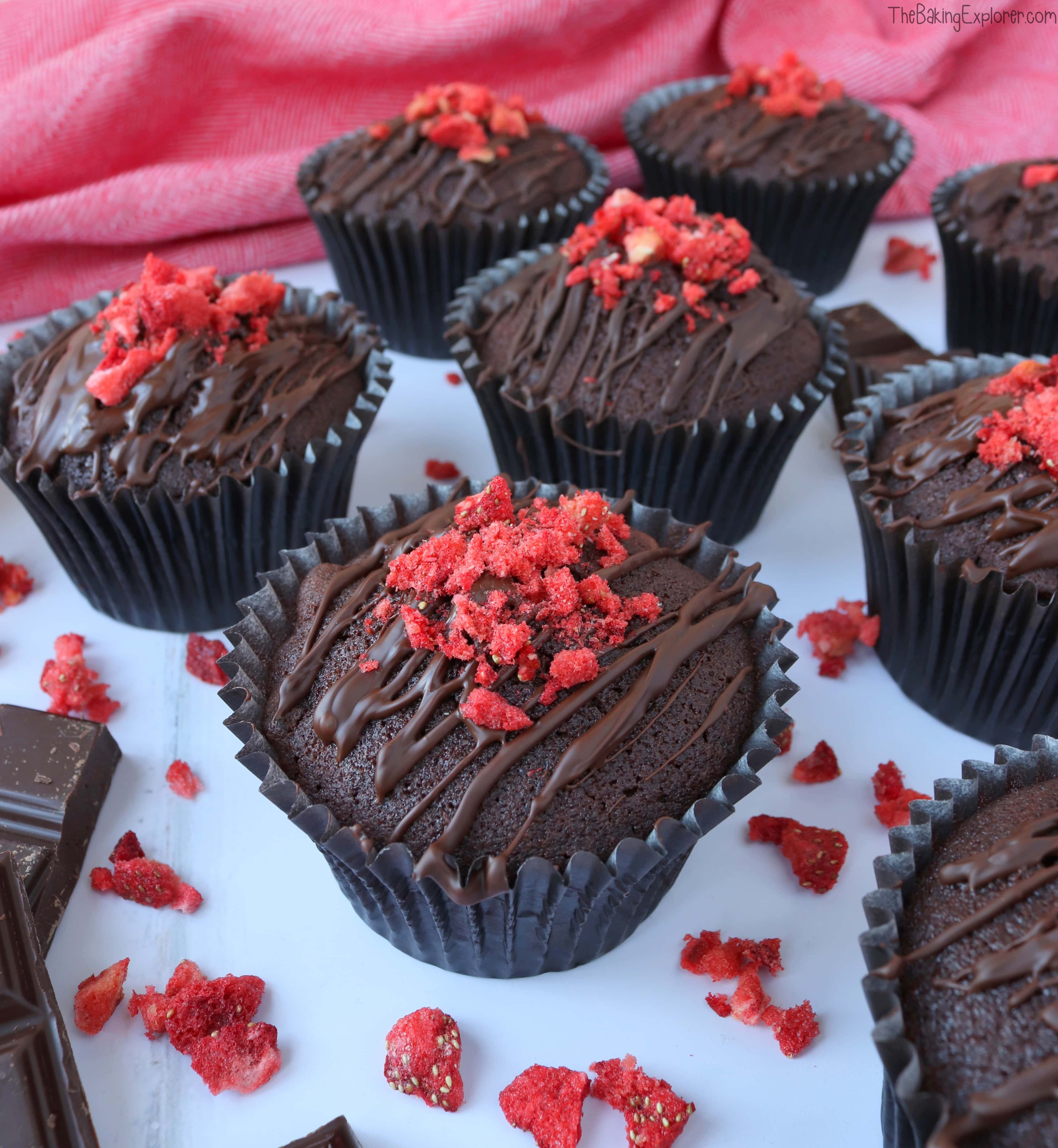 Double Chocolate & Strawberry Muffins - The Baking Explorer