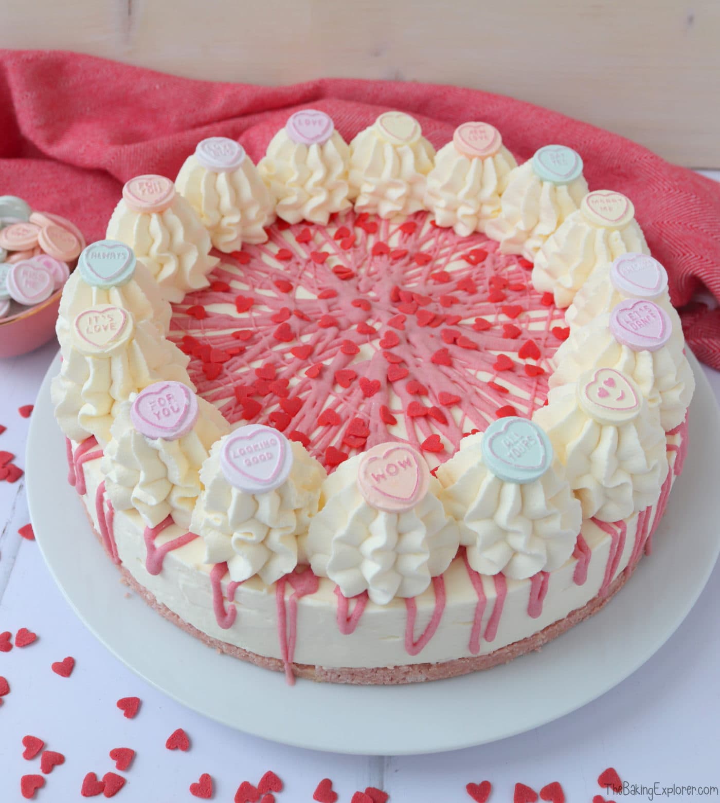 Love Heart Valentine's Day Cheesecake (No Bake) - The Baking Explorer