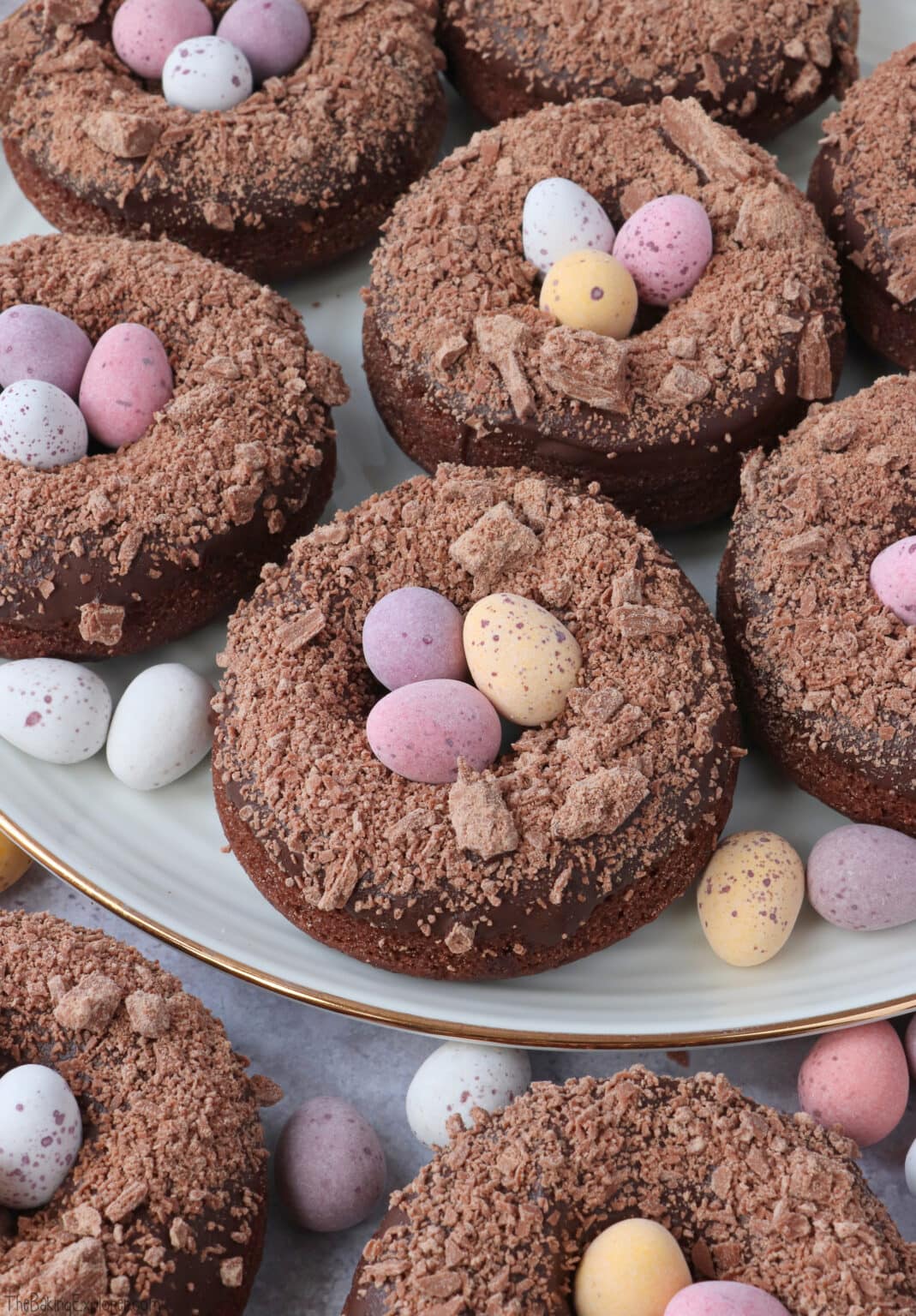 Chocolate Baked Donut Easter Nests - The Baking Explorer