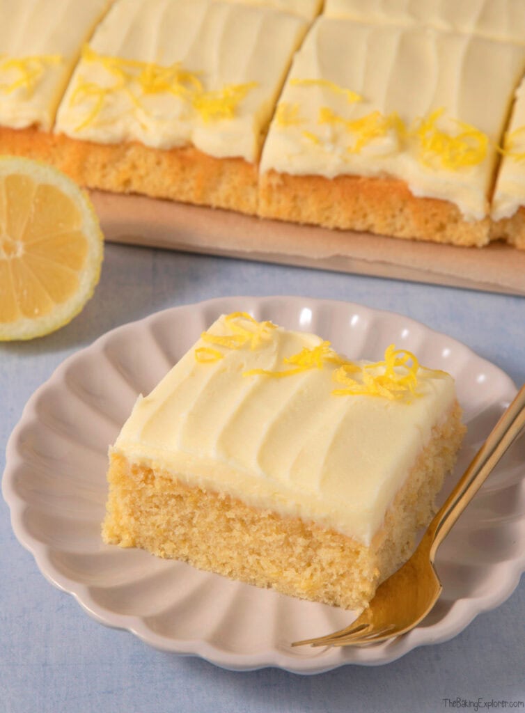 Lemon Traybake Cake - The Baking Explorer