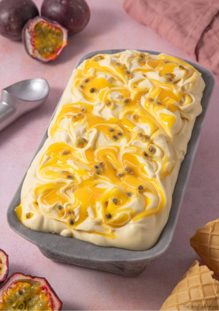 Passion Fruit Ice Cream (No Churn) - The Baking Explorer