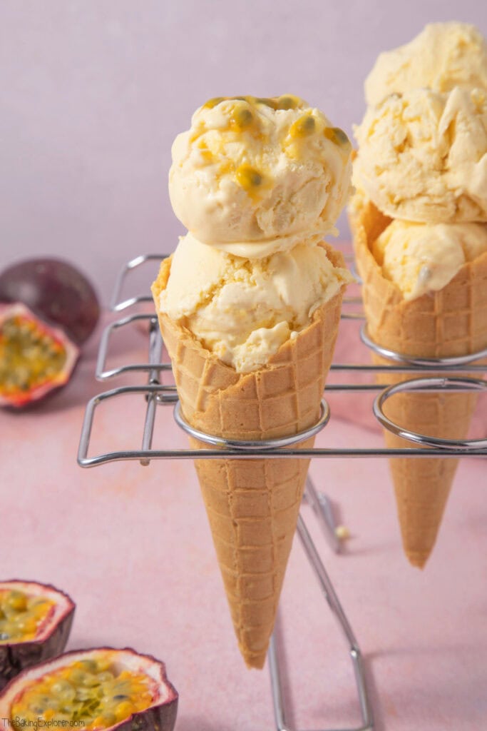 Passion Fruit Ice Cream (No Churn) - The Baking Explorer