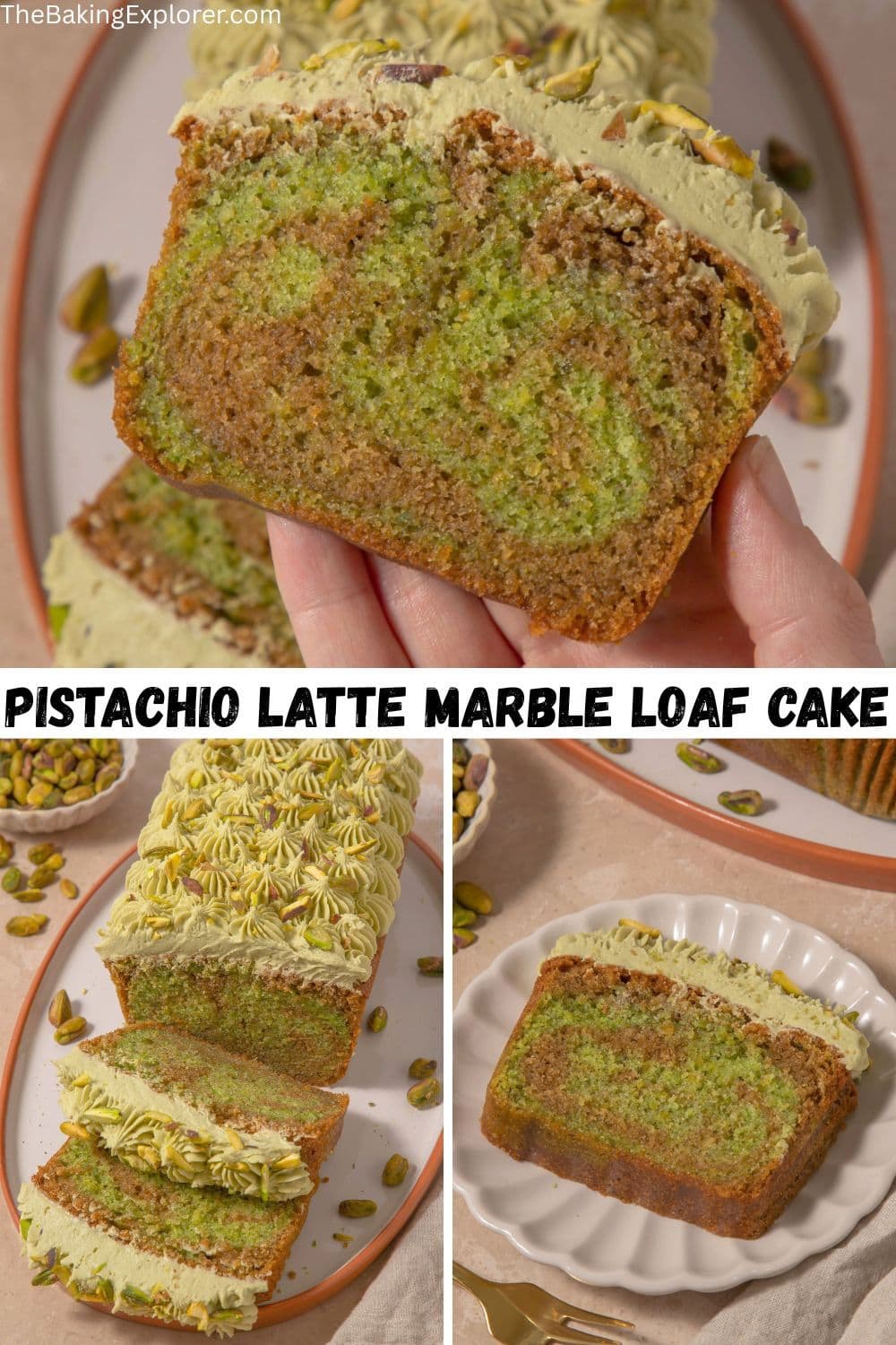 Pistachio Latte Marble Loaf Cake - The Baking Explorer