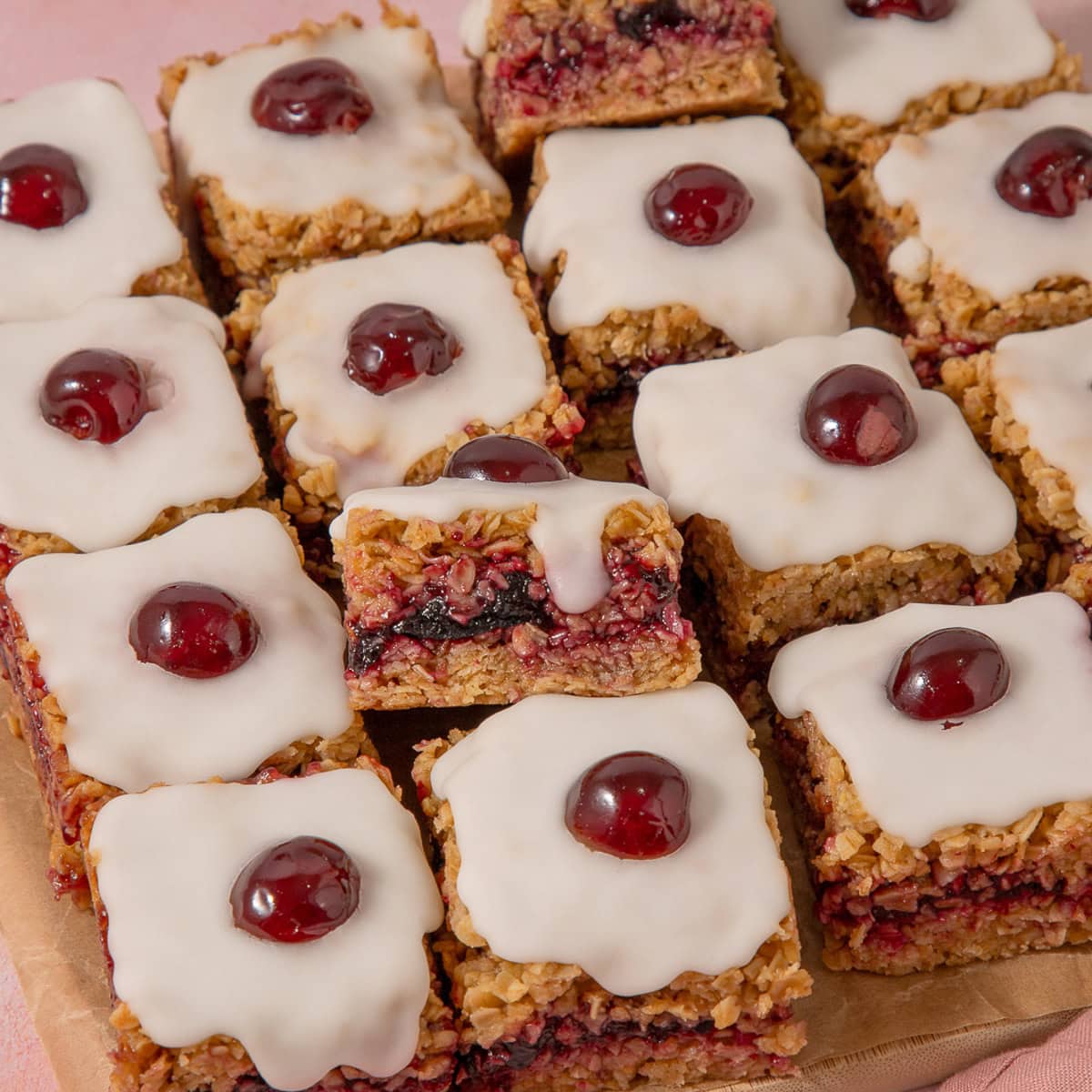 Cherry Bakewell Flapjacks - The Baking Explorer